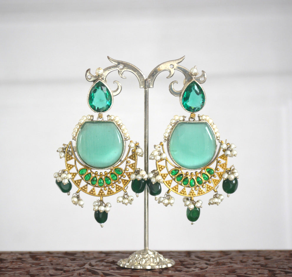 Anjali Big Stone Designer Heavy Earrings – Kreative Curio