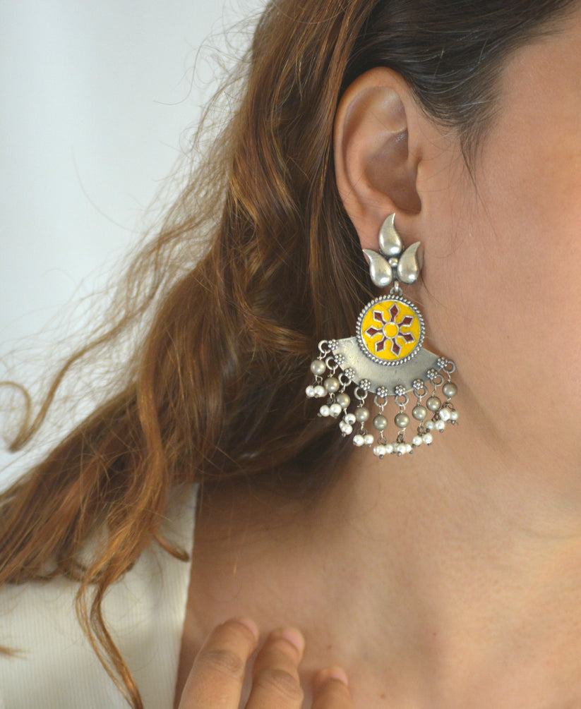 Sukhada Brass handpainted Earrings – Kreative Curio