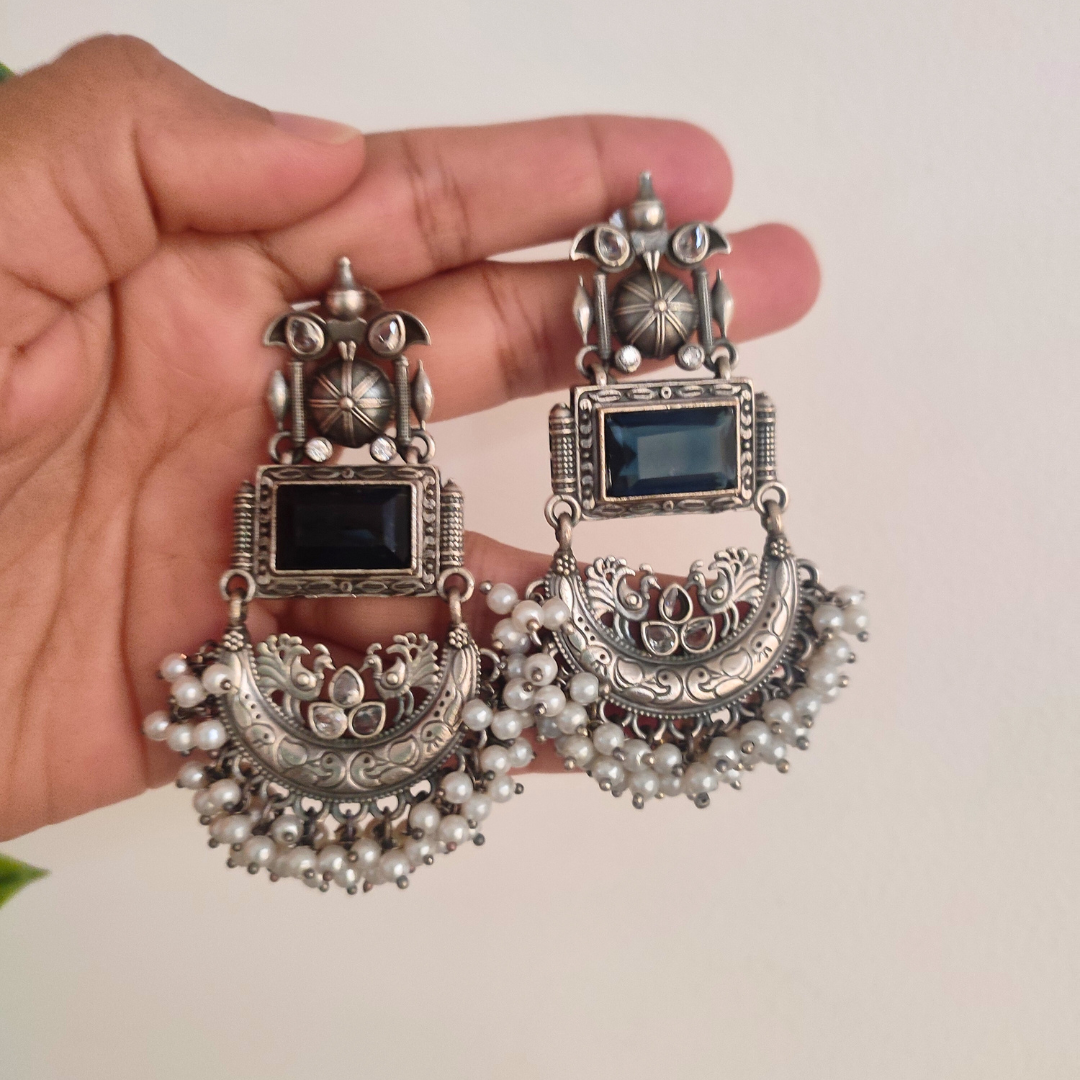 Sirsha stone brass jhumki – Kreative Curio
